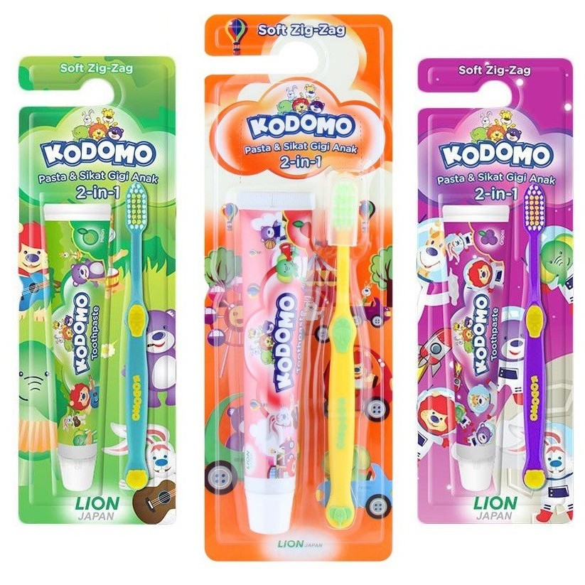 Jual Kodomo ToothBrush ZigZag 2in1 (Sikat dan Pasta Gigi) | Shopee Indonesia