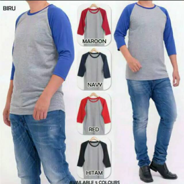 Jual Raglan polos pria lengan 3/4//raglan termurah dixon | Shopee Indonesia