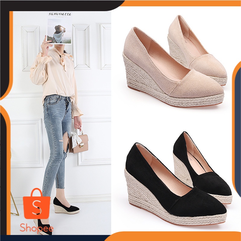 Jual Wedge Sepatu Wanita 2021 Mulut gkal Menunjuk Toe Platform Sepatu ...