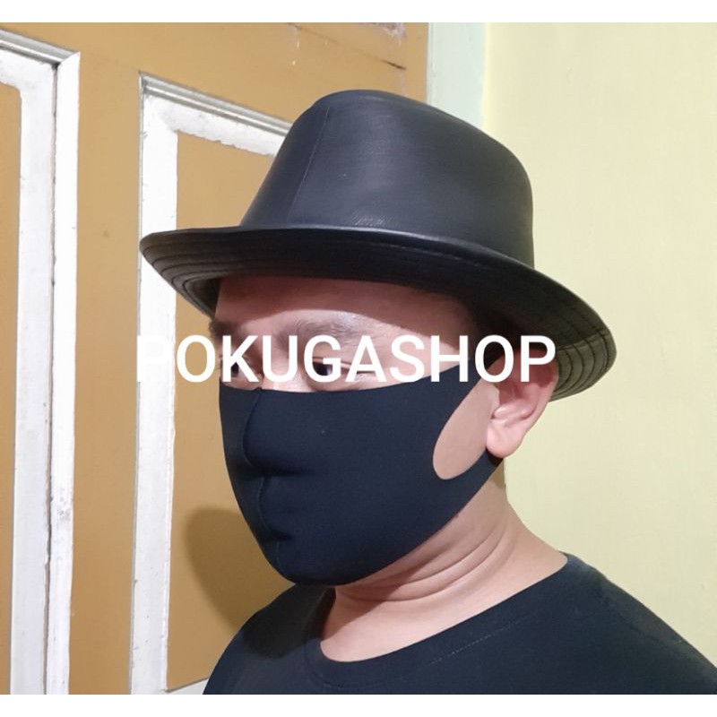 Jual topi kulit sapi asli coboy / topi kulit laken / topi kulit tompi ...