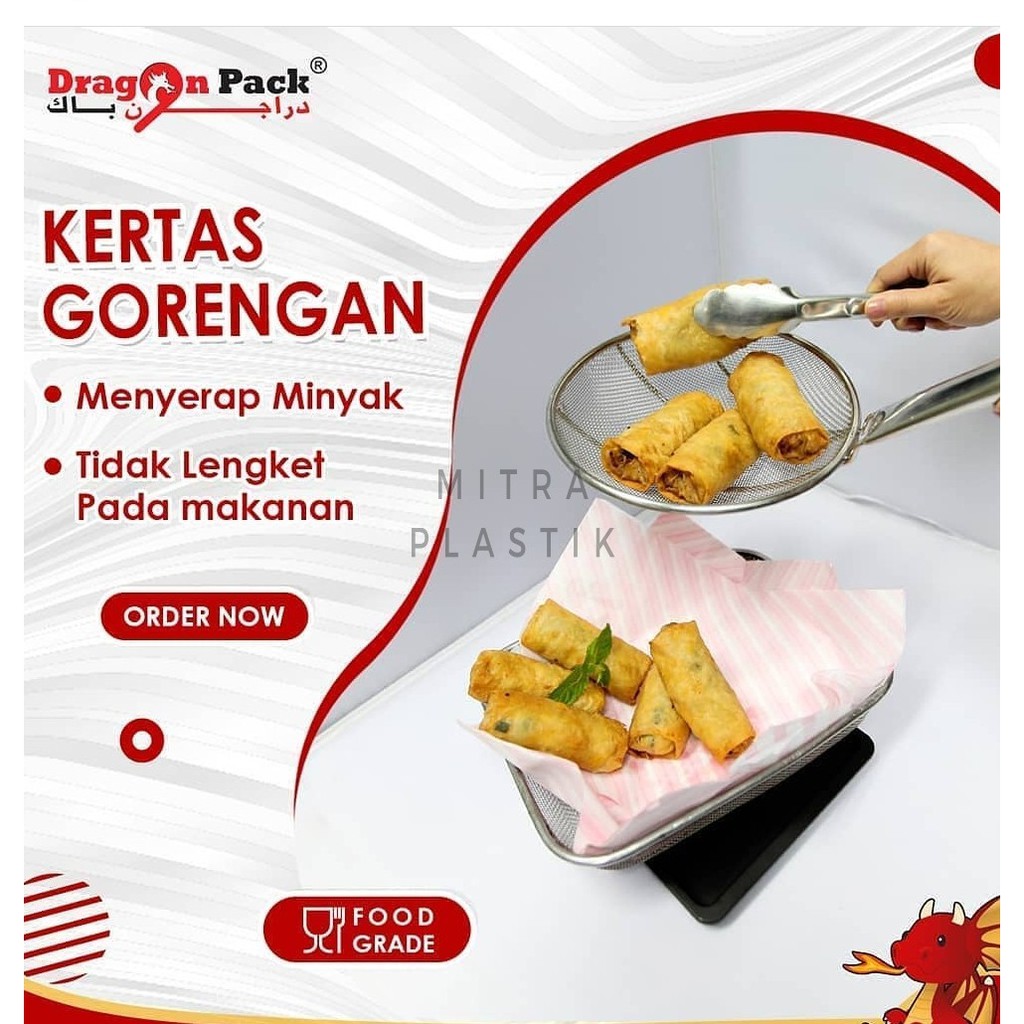 Jual Isi 250 pcs Kertas Alas Gorengan 24 x 34 cm Penyerap Minyak Dragon ...