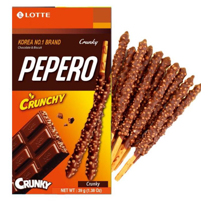 Jual Lotte Pepero Crunchy Chocolate Crunky 39gr Biskuit Coklat | Shopee ...