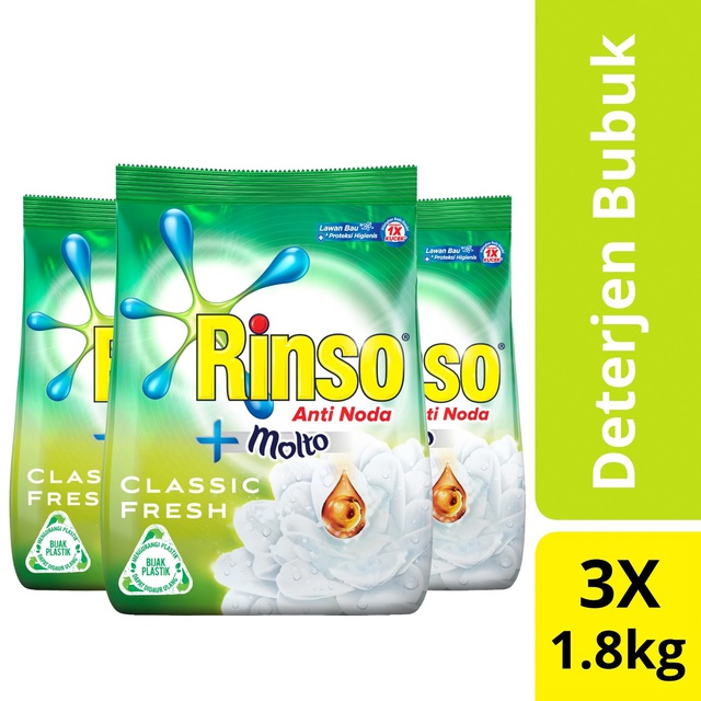 Jual Rinso Deterjen Bubuk Anti Noda Classic Fresh 1.8 kg Multi Pack ...