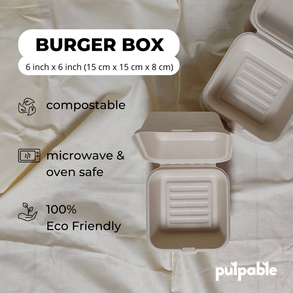 Jual 6x6" Burger Box Ramah Lingkungan- Kotak Makan Bagasse ...