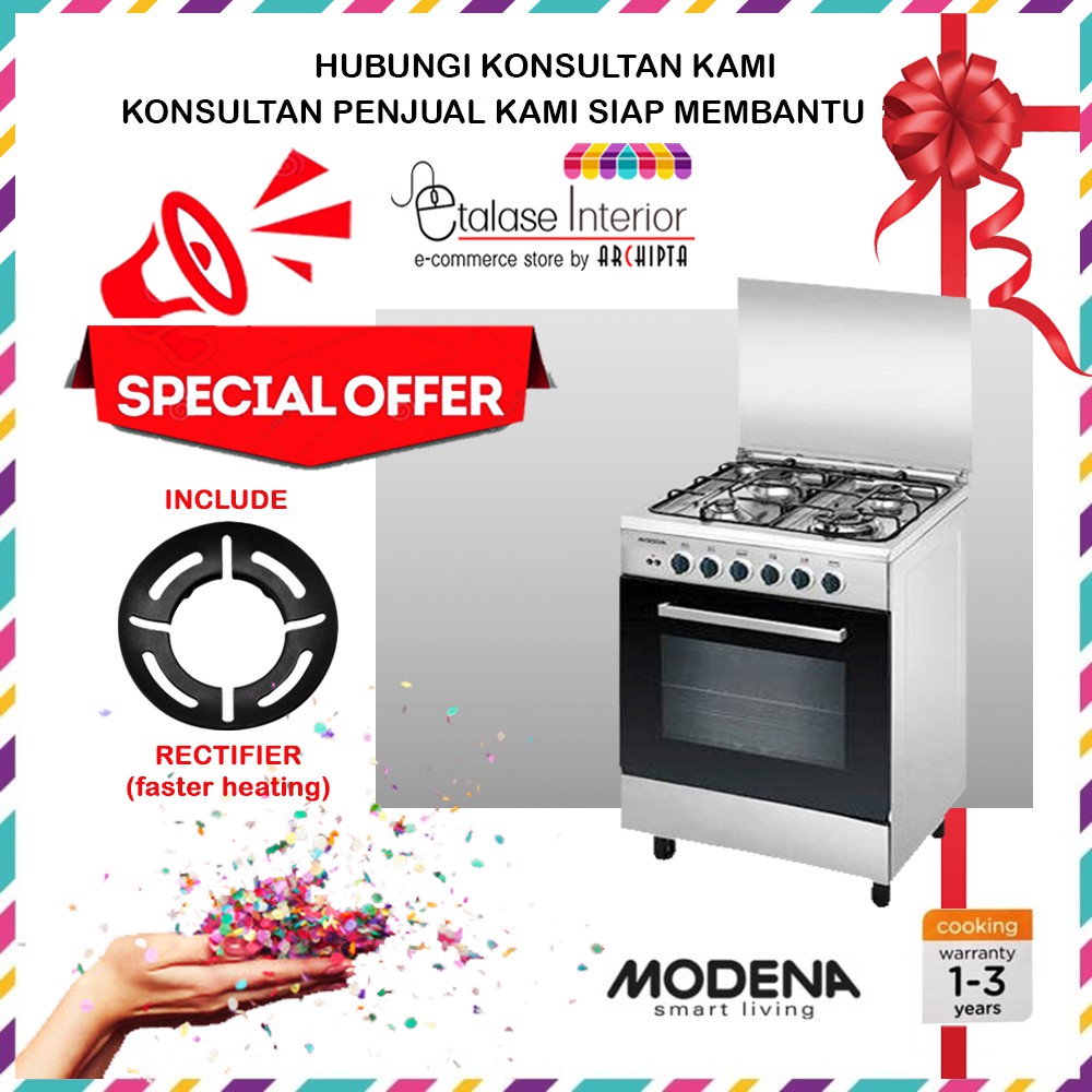 Jual Modena - Kompor Gas Berdiri/ Freestanding 4 Tungku Carrara FC 5642 ...