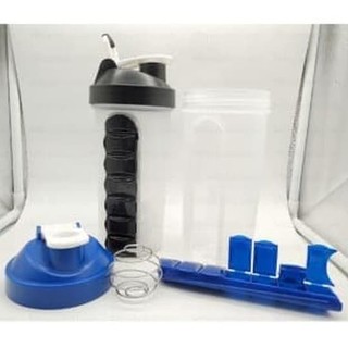 Jual Botol Minum Shaker + Kotak Pill Obat Vitamin 600ml Gym Tumbler H ...