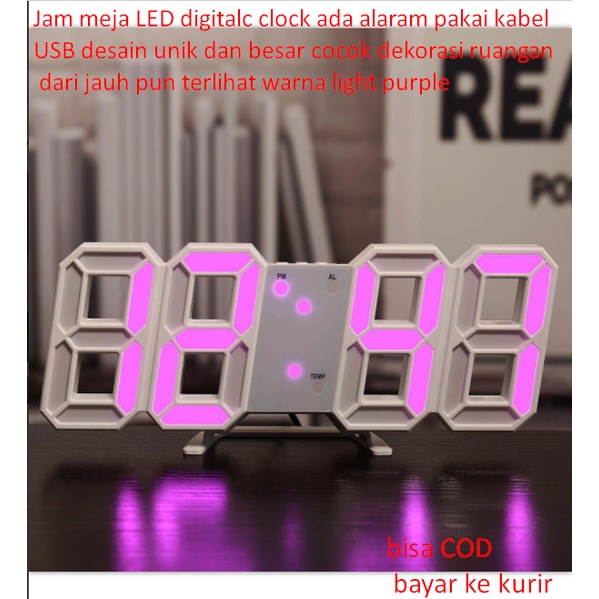 Jual Jam meja LED digitalc clock ada alaram pakai kabel USB desain unik ...