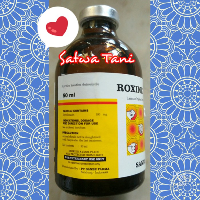 Jual Roxine Inj. 50 ml, enrofloxacine (larutan injeksi antimikroba ...