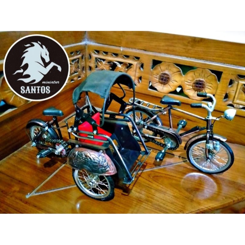 Jual Paket hemat miniatur becak Jawa dan sepeda onthel | Shopee Indonesia