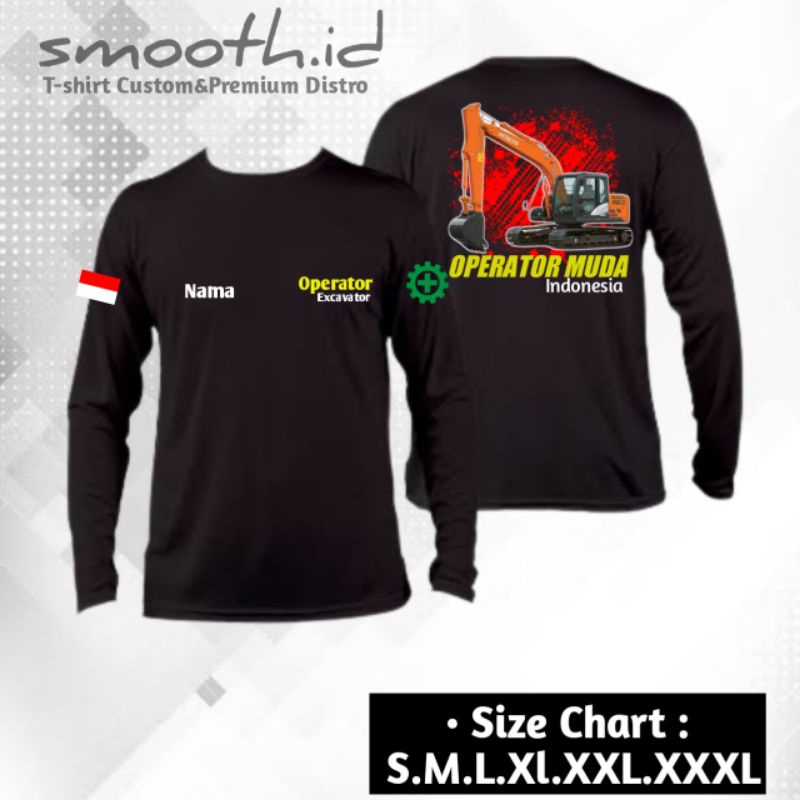 Jual Kaos Operator Muda | Excavator | Bisa Tambah Nama | Shopee Indonesia