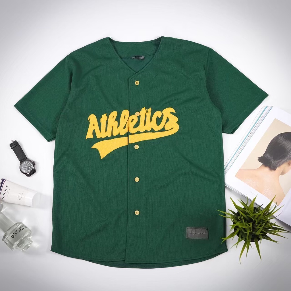 Jual kaos jersey baseball ATHLETICS ijo botol premium Unisex | Shopee ...
