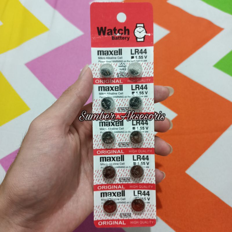 Jual Batre Baterai Maxell Battery AG13 SR LR 44 LR44 L1154F ORIGINAL Mainan anak Kalkulator ...