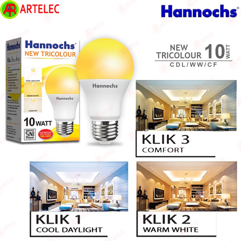 Jual Bohlam Lampu LED HANNOCHS Tricolour | Tricolor 10 watt - 1 Lampu 3 ...