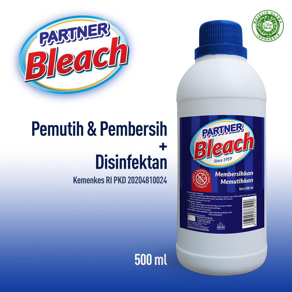 Jual PARTNER BLEACH PEMUTIH & PEMBERSIH + DISINFEKTAN 500ML | Shopee ...