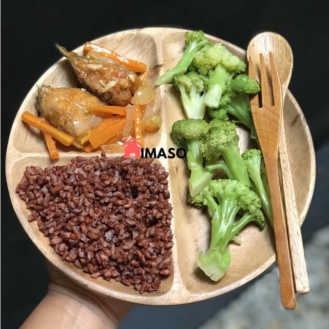 Jual Piring Alat Makan Kayu - Piring Diet Gizi Seimbang - Pengukur ...