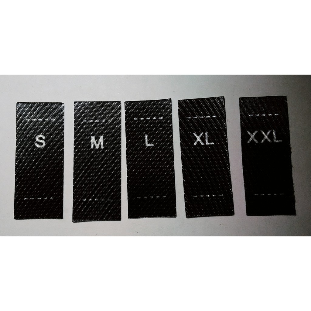 Jual [MIN 50PCS] LABEL BAJU / LABEL SIZE HITAM / LABEL S M L XL ...