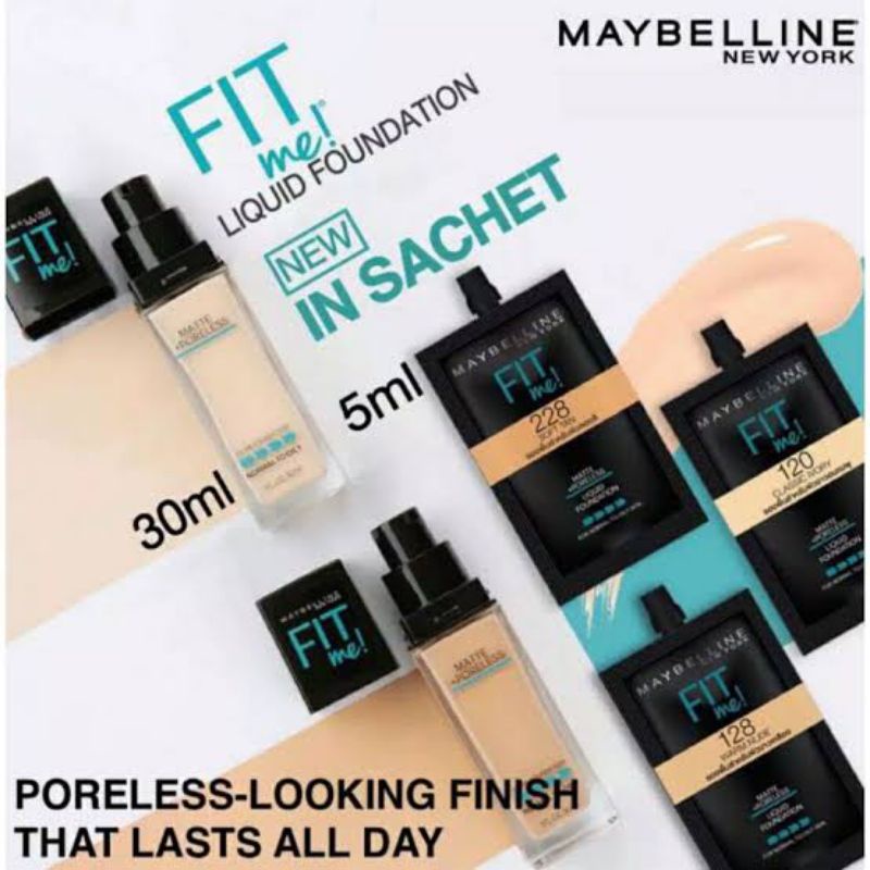 Jual Maybelline Fit Me Foundation Sachet 5ml - 4 shade | Shopee Indonesia