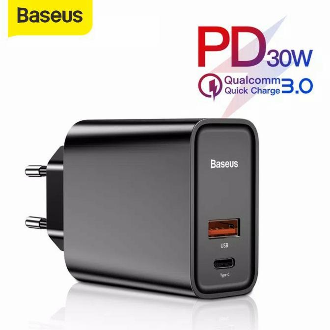Jual KEPALA CHARGER BASEUS QUICK CHARGER QC3.0/4.0 TYPE-C+USB 30W PD 5A ... Jual KEPALA CHARGER BASEUS QUICK CHARGER QC3.0/4.0 TYPE-C+USB 30W PD 5A ...