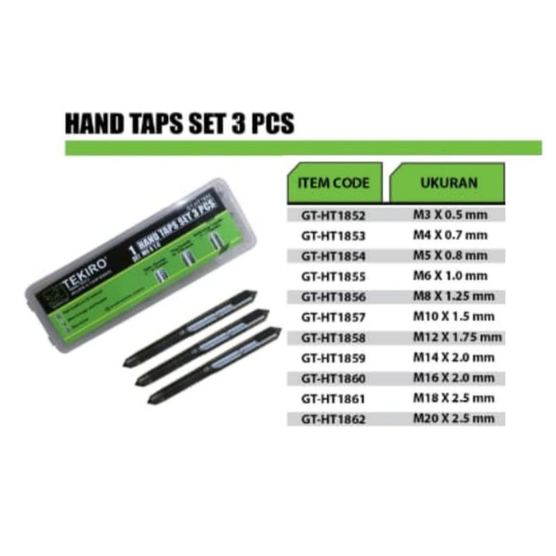 Jual Tekiro Hand tap M5 x 0.8mm set 3 pcs alat tapping M5 x 0.8 senai ...