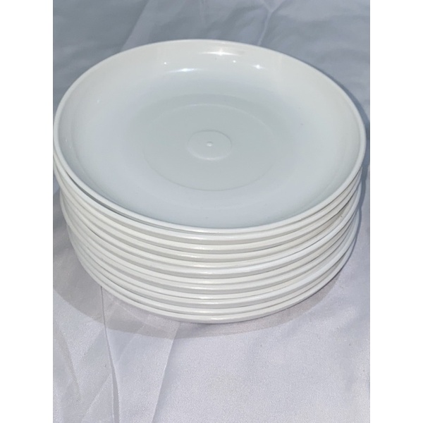Jual 1 set (12 pc) Piring Lepek 6" Plastik Putih Polos Dx Sunrise ...
