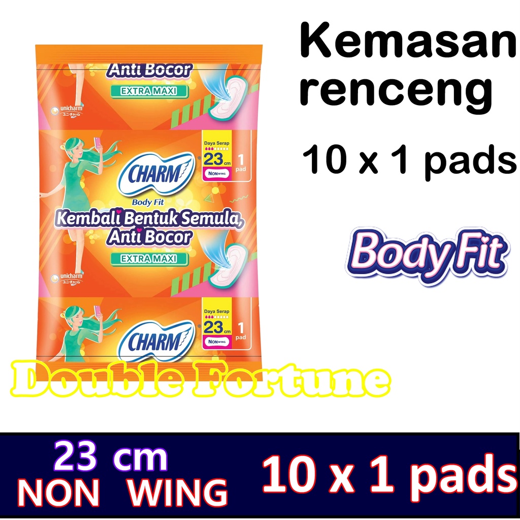 Jual CHARM BODY FIT EXTRA MAXI NON WING UKURAN 23CM RENCENG (10 PCS X 1 ...