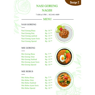 Jual print daftar menu list menu makanan minuman (kertas karton a4 ...