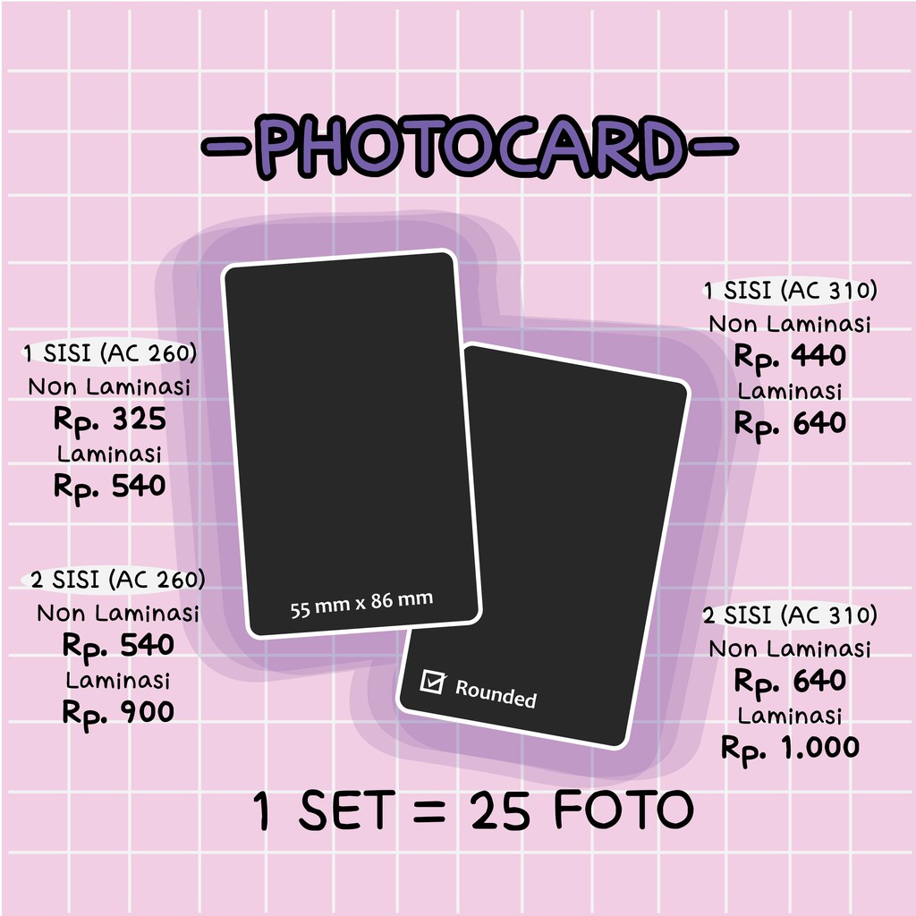 Cetak Photocard Tumpul Rounded, Photostrip, Postcard (HARGA PER SET ...