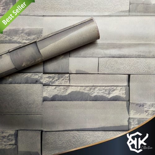 Jual Wallpaper Dinding Motif Batu Alam 45cm x 5m Batu Ukir Abu ...