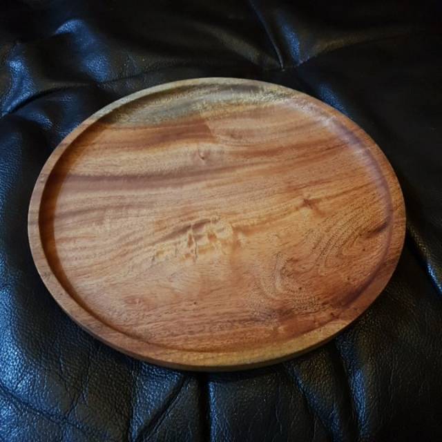 Jual piring kayu diameter 22cm grade RUSTIC / wooden plate nampan tray ...
