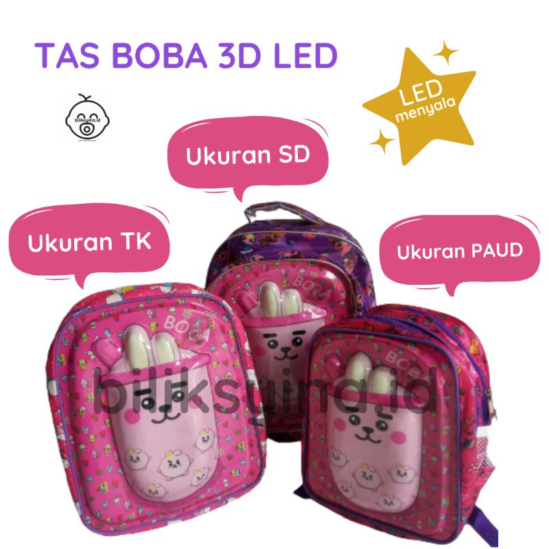 Jual Tas Ransel Sekolah Anak 3D LED Menyala Boba BTS BT21 SD TK PAUD | Shopee Indonesia