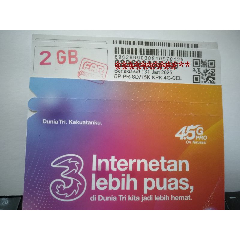 Jual Kartu Kuota 3 TRI AON 2GB Nasional | Shopee Indonesia