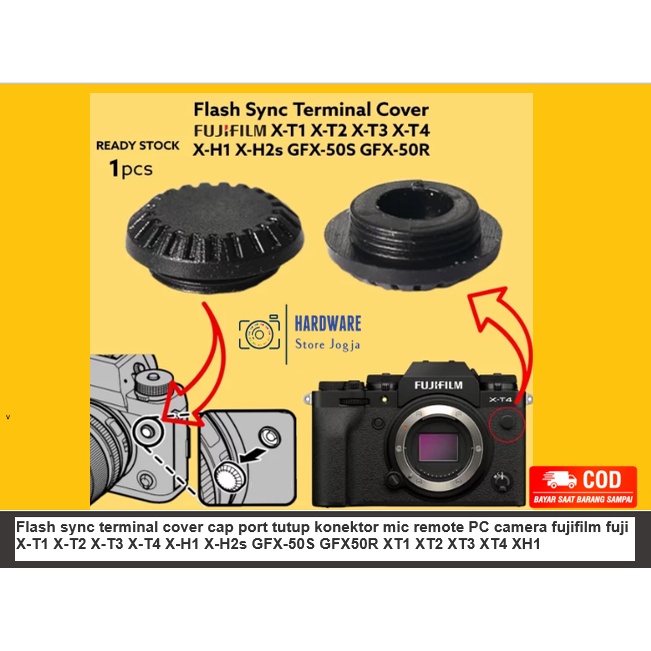 Jual Flash sync terminal cover cap port camera fujifilm X-T1 X-T2 X-T3 X-T4 X-H1 X-H2s GFX-50S ...
