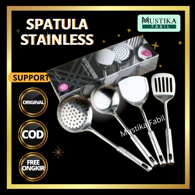 Jual SPATULA STAINLESS STEL SET ISI 4 PCS SUTIL SET SODET ALAT MASAK ...
