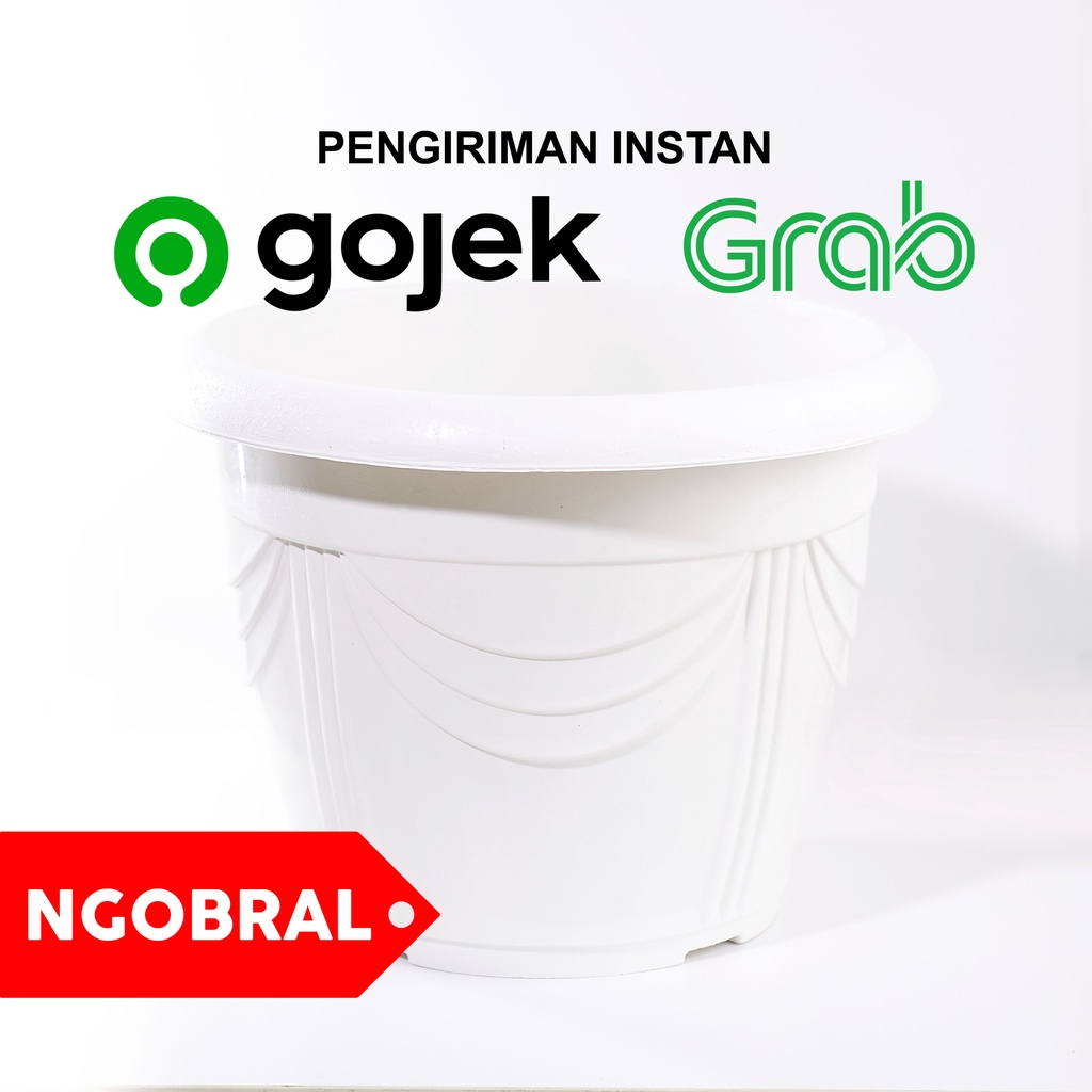 Jual Pot Plastik Besar 33 cm TEBAL Pot Tanaman Bunga Plastik POT PUTIH ...