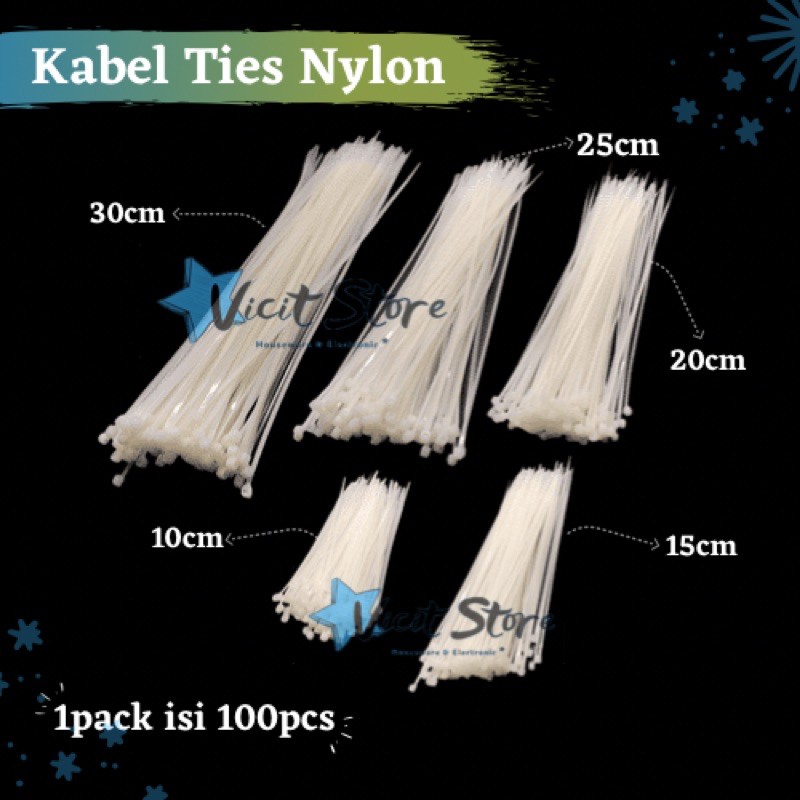 Kabel Ties Putih 10cm/ 15cm/ 20cm/ 25cm/ 30cm Harga 1pack isi 100pcs | Shopee Indonesia