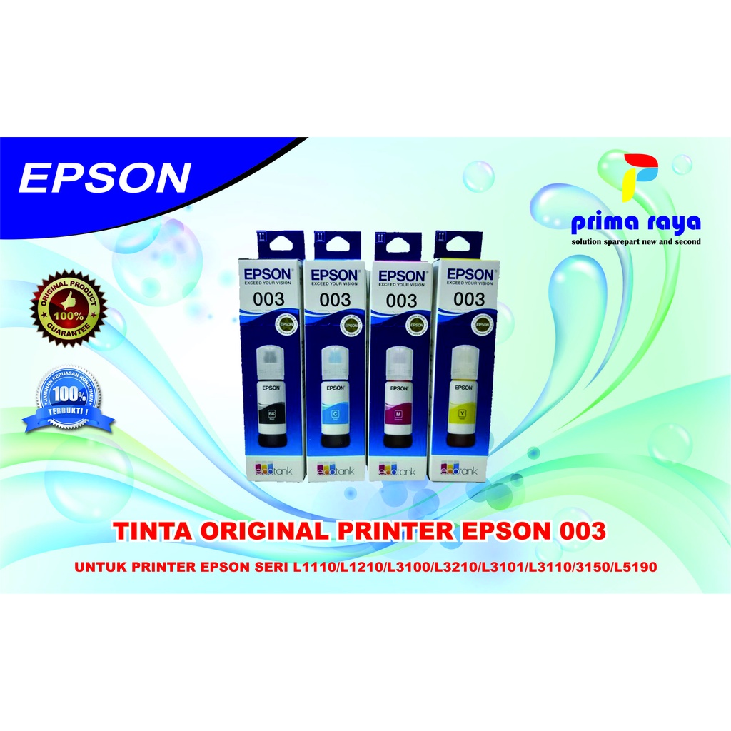 Jual Tinta Epson ORIGINAL 003 Black, Cyan, Magenta, Yellow | Shopee ...