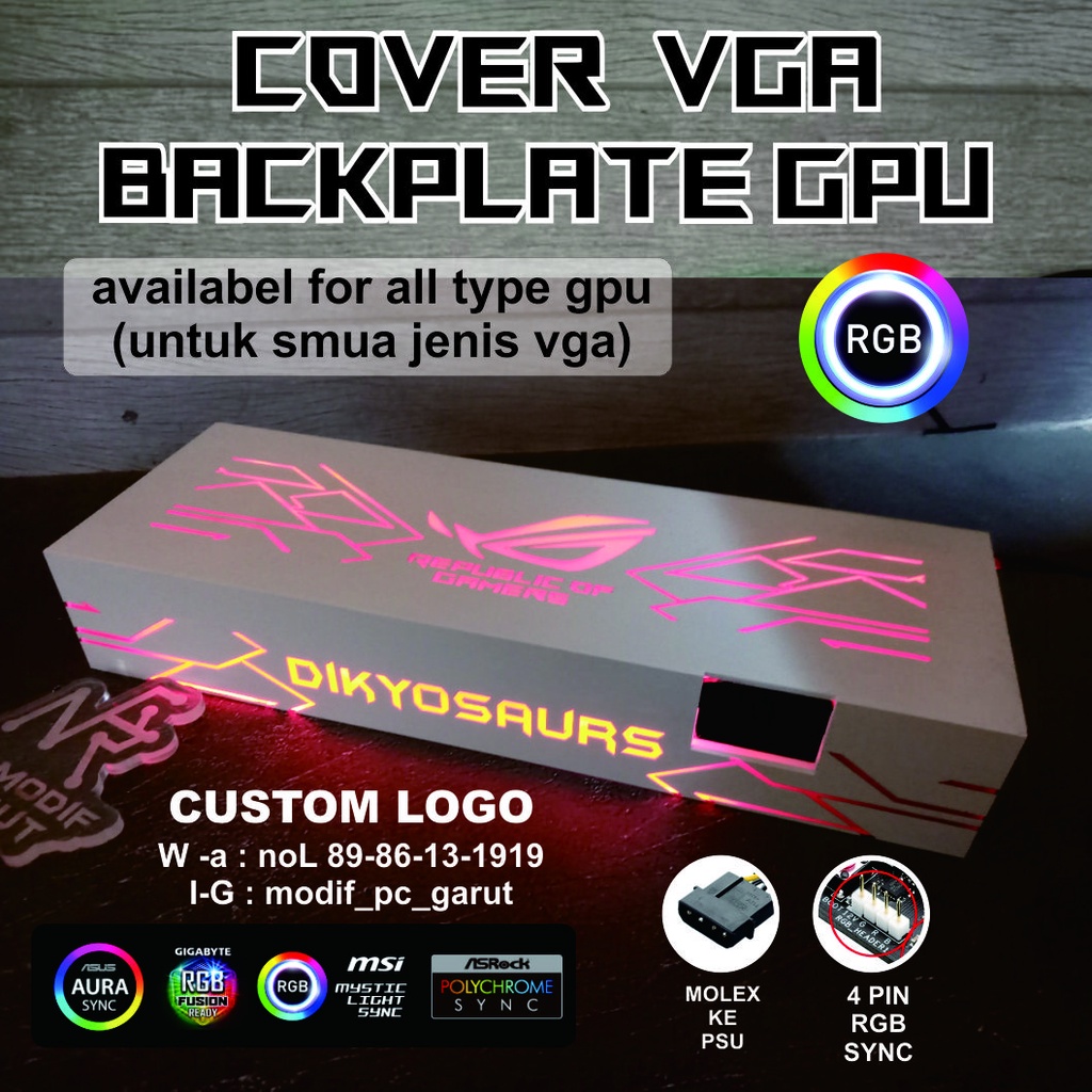 VGA BACKPLATE atas dan samping cover led rgb LOGO custom | Shopee Indonesia