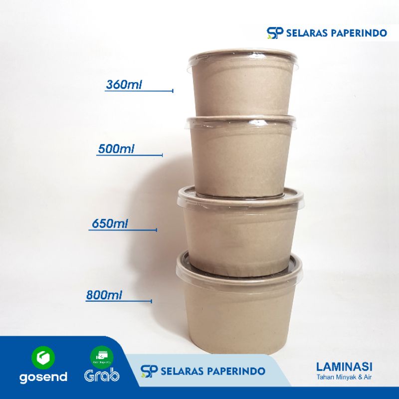 Jual ISI 100pcs | Paper bowl coklat - paperbowl salad - paper bowl mie ...