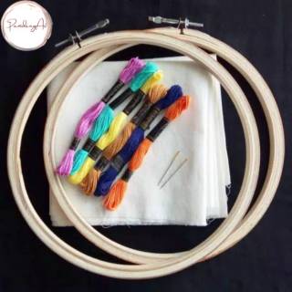 Jual Paket sulam / menyulam (kain blacu, jarum, benang sulam, midangan ...