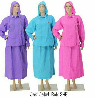 Jual Jas Hujan Wanita Setelan Jaket Rok Shee Cewek Jas Hujan Muslim ...