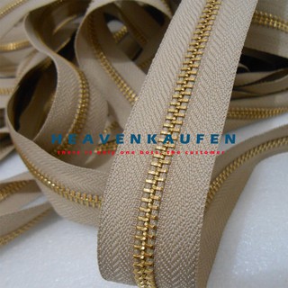 Jual Resleting YKK besi meteran no 5 cream gold zipper daun gigi emas rit ritsleting retsleting ...