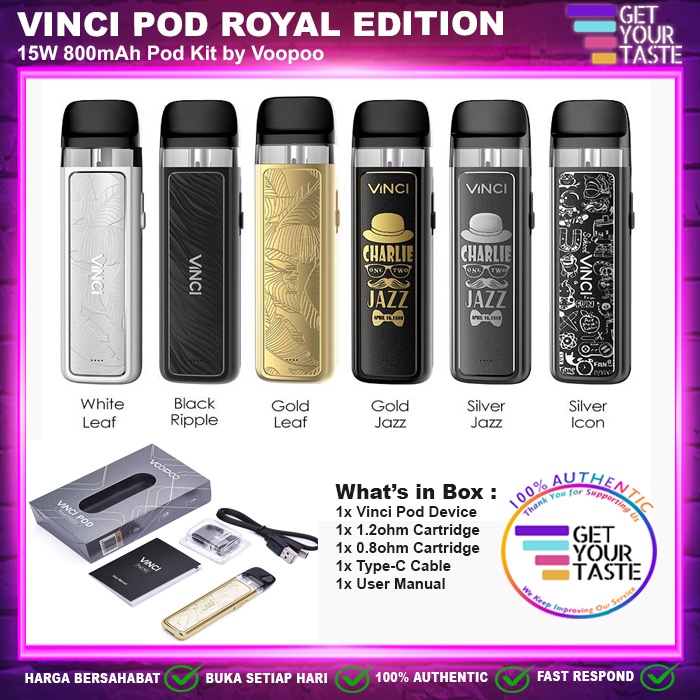 Jual Vinci Pod Royal Edition 15W 800mAh Pod Kit Authentic by Voopoo ...