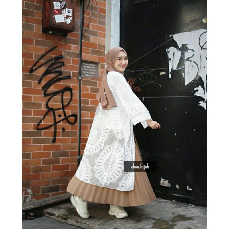 Jual White Lace Outer (Bohemian Long Outer/ Boho Outer/ Lace Outer ...