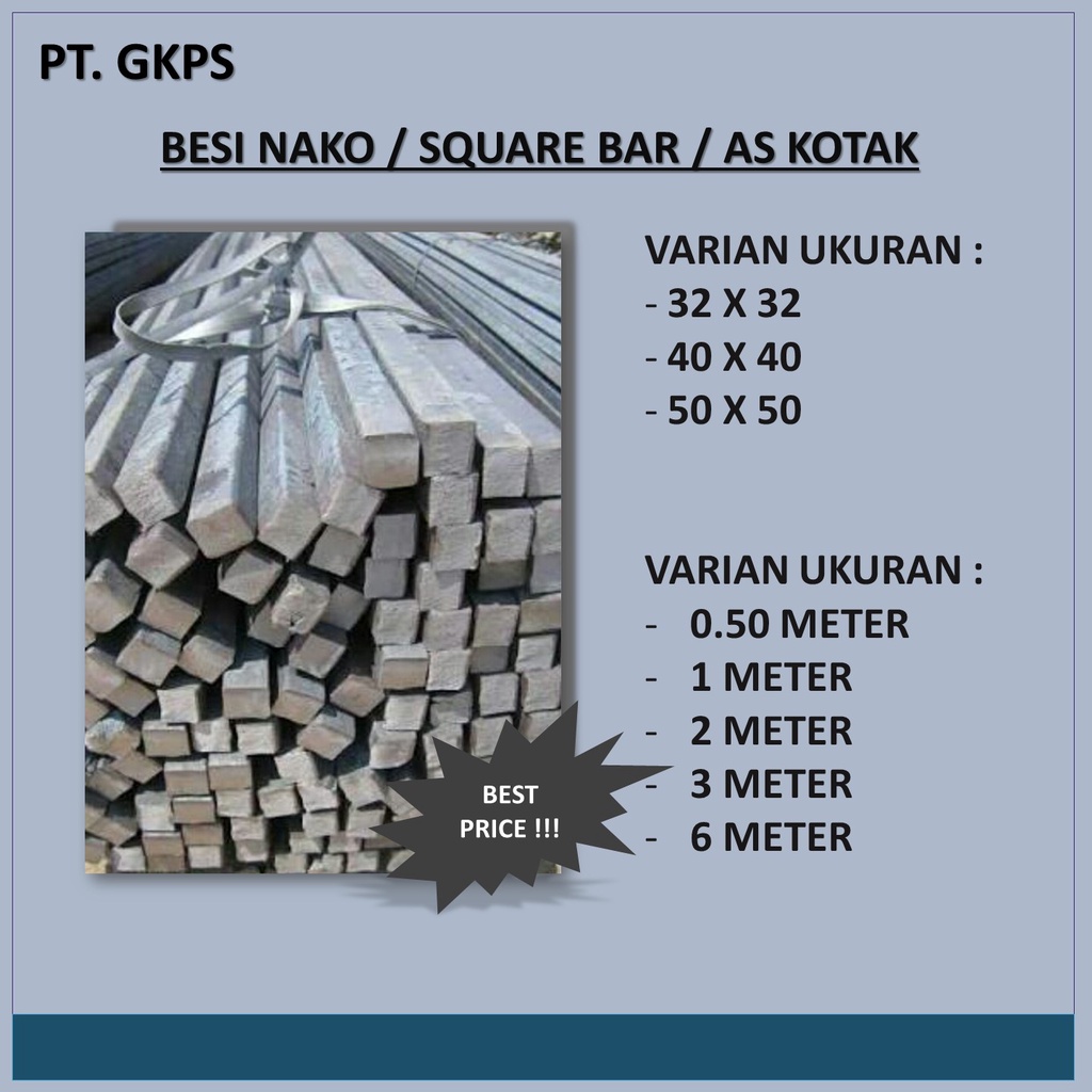 Jual Besi Nako / Square Bar / As Kotak 32 x 32 x 6 Meter | Shopee Indonesia