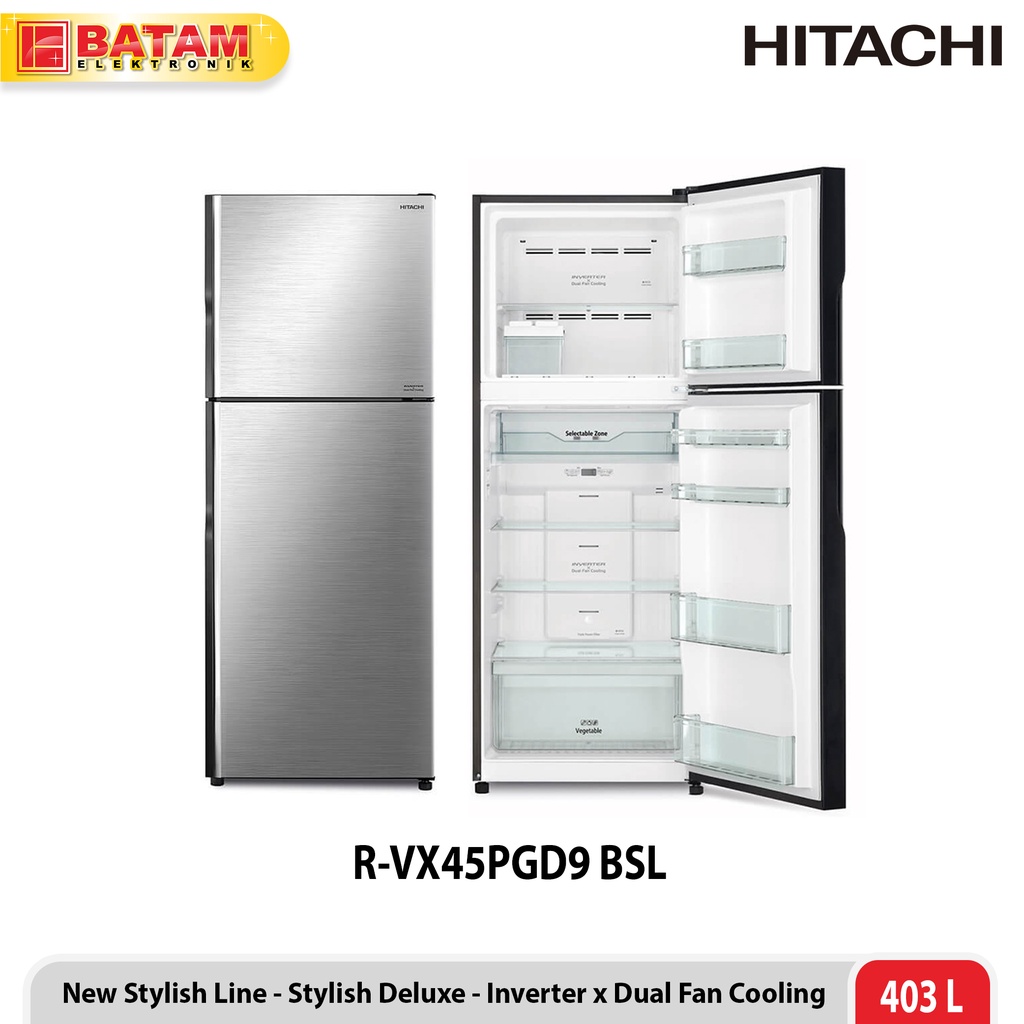 Jual HITACHI Kulkas 2 Pintu 403 Liter R-VX45PGD9 BSL (Briliant Silver) | Shopee Indonesia