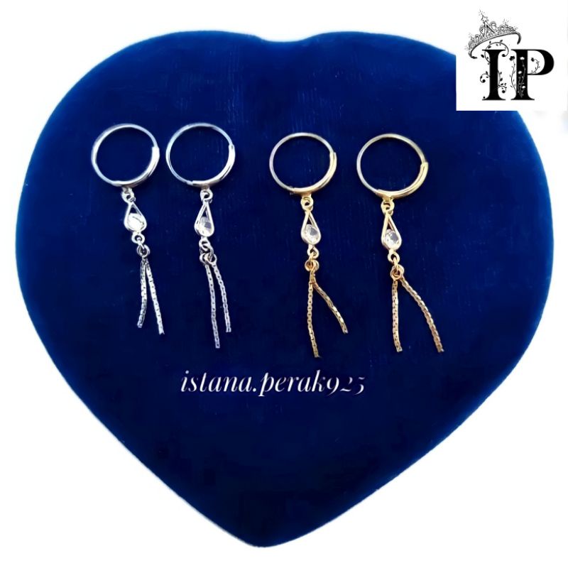 Jual ANTING KAIT PERAK ASLI SILVER 925 LAPIS EMAS GANTUNGAN MATA AIR - PERHIASAN PERAK WANITA ...