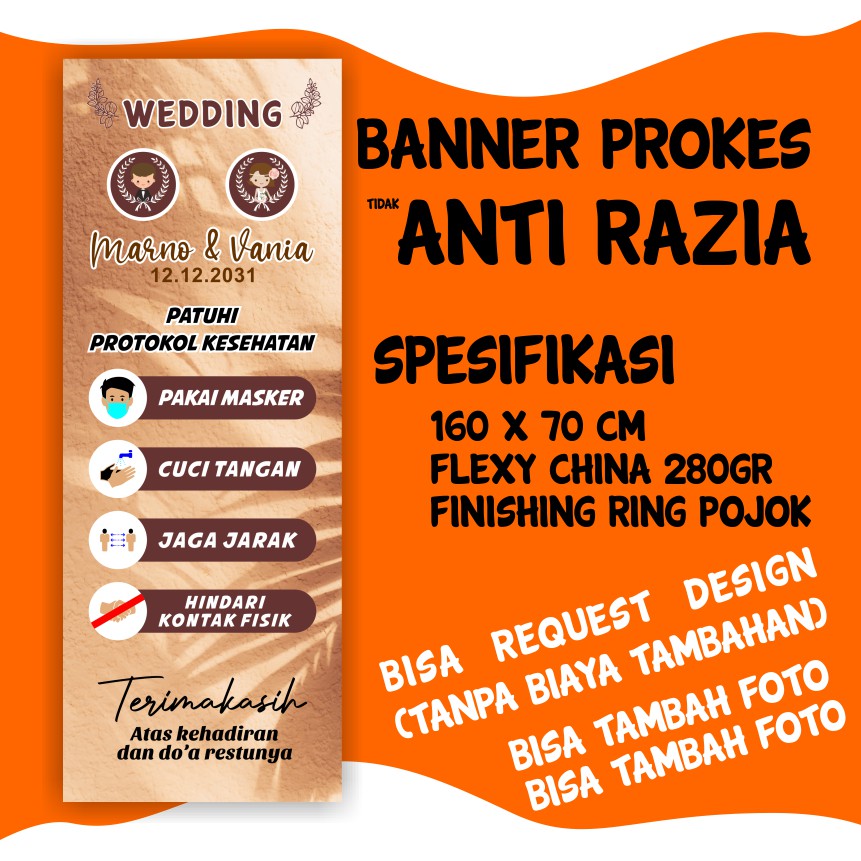Jual Spanduk Banner Backdrop Protokol Kesehatan Pernikahan/ Banner ...