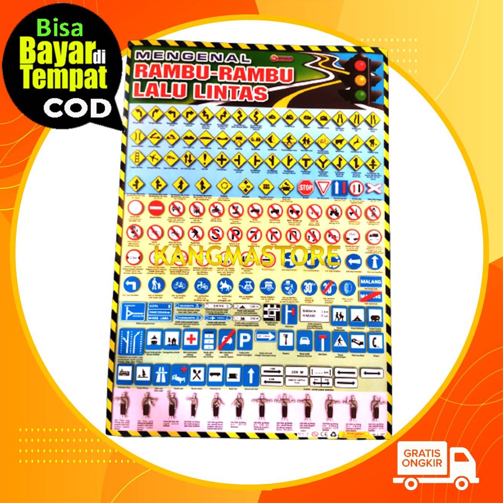 Jual Poster Gambar Edukasi Belajar Rambu Rambu Lalu Lintas Anak Balita ...