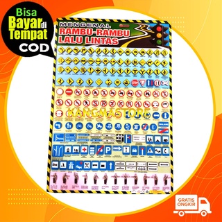 Jual Poster Gambar Edukasi Belajar Rambu Rambu Lalu Lintas Anak Balita ...