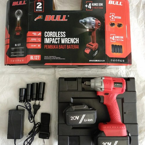 Jual CORDLESS IMPACT WRENCH ALAT PEMBUKA BAUT RODA BAN MOBIL BULL 1/2 ...